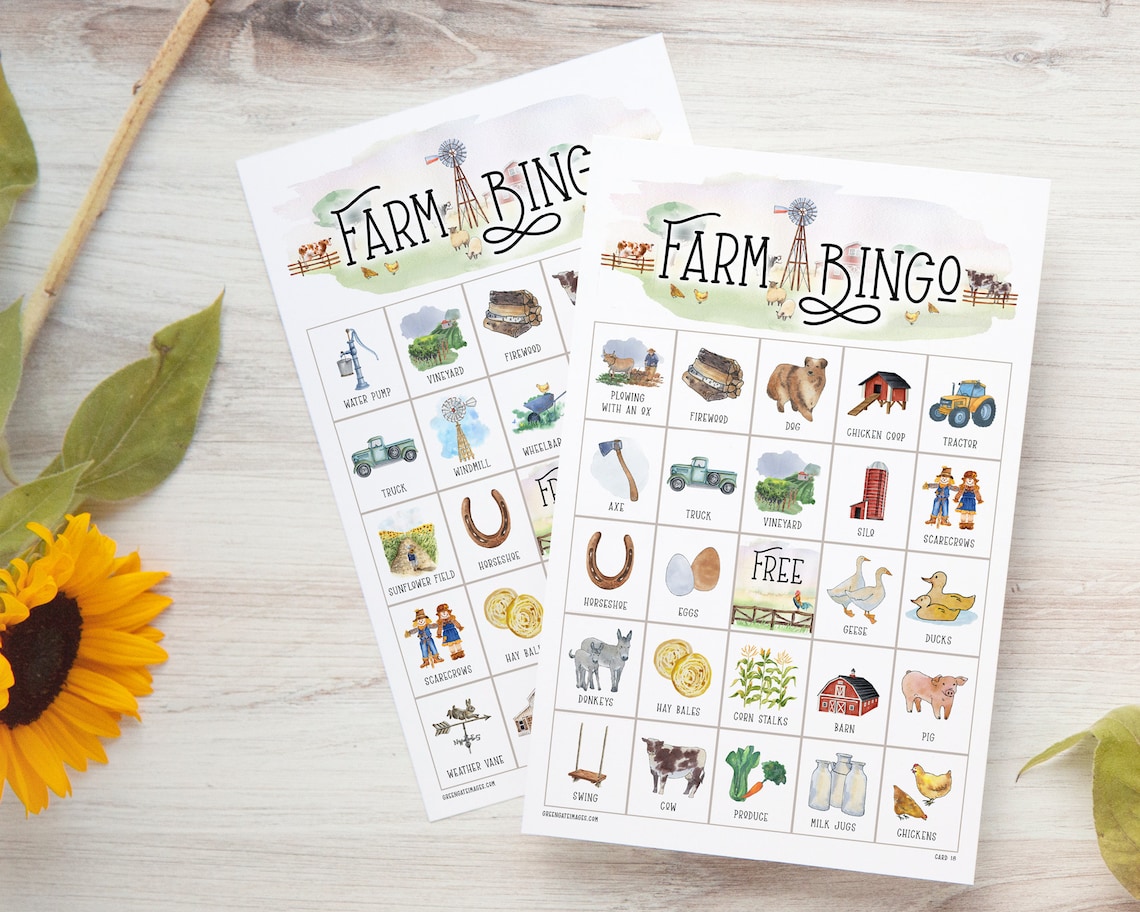 Farm Bingo: 50 Printable Bingo Cards Great for Farm-themed | Etsy