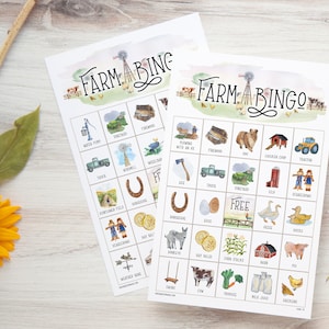 Farm Bingo: 50 Printable Bingo Cards - Great for Farm-themed Parties ...