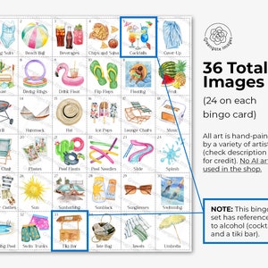 Poolside Bingo - 50 PRINTABLE Unique Cards. Grownup/adult Swim Party ...