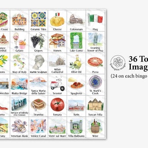 Italy Bingo - PRINTABLE 50 Group Game Idea, Personalized Editable ...