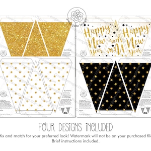 Happy New Year Bunting - Party Printable, Digital Banner, Garland ...