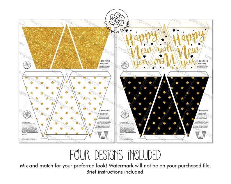 Happy New Year Bunting Party Printable Digital Banner - Etsy
