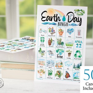 Earth Day Bingo - 50 PRINTABLE Unique Cards. Instant Digital Download ...