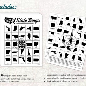US State Bingo Set - Printable Bingo Game, 50 Cards, Senior Citizen ...