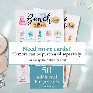 Beach Bingo: PRINTABLE 50 Cards, Bingo Pdf Game, Party Game Ideas, Kids ...