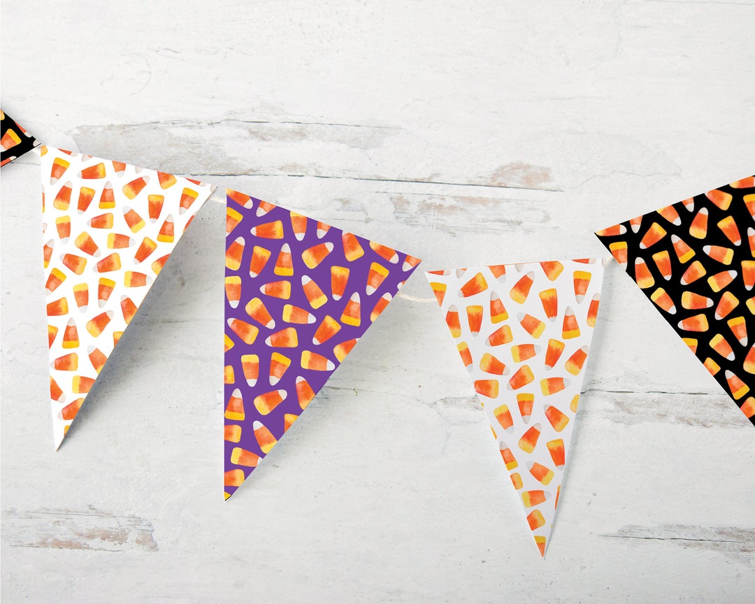 Candy Corn Bunting - PRINTABLE Halloween Banner Decor, Halloween Ideas ...
