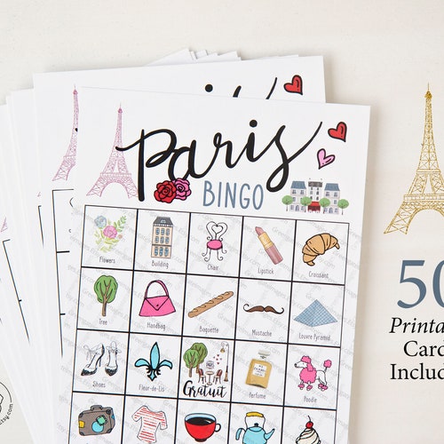 Paris Bingo Cards: Printable Bingo Cards 50 Cards Senior | Etsy