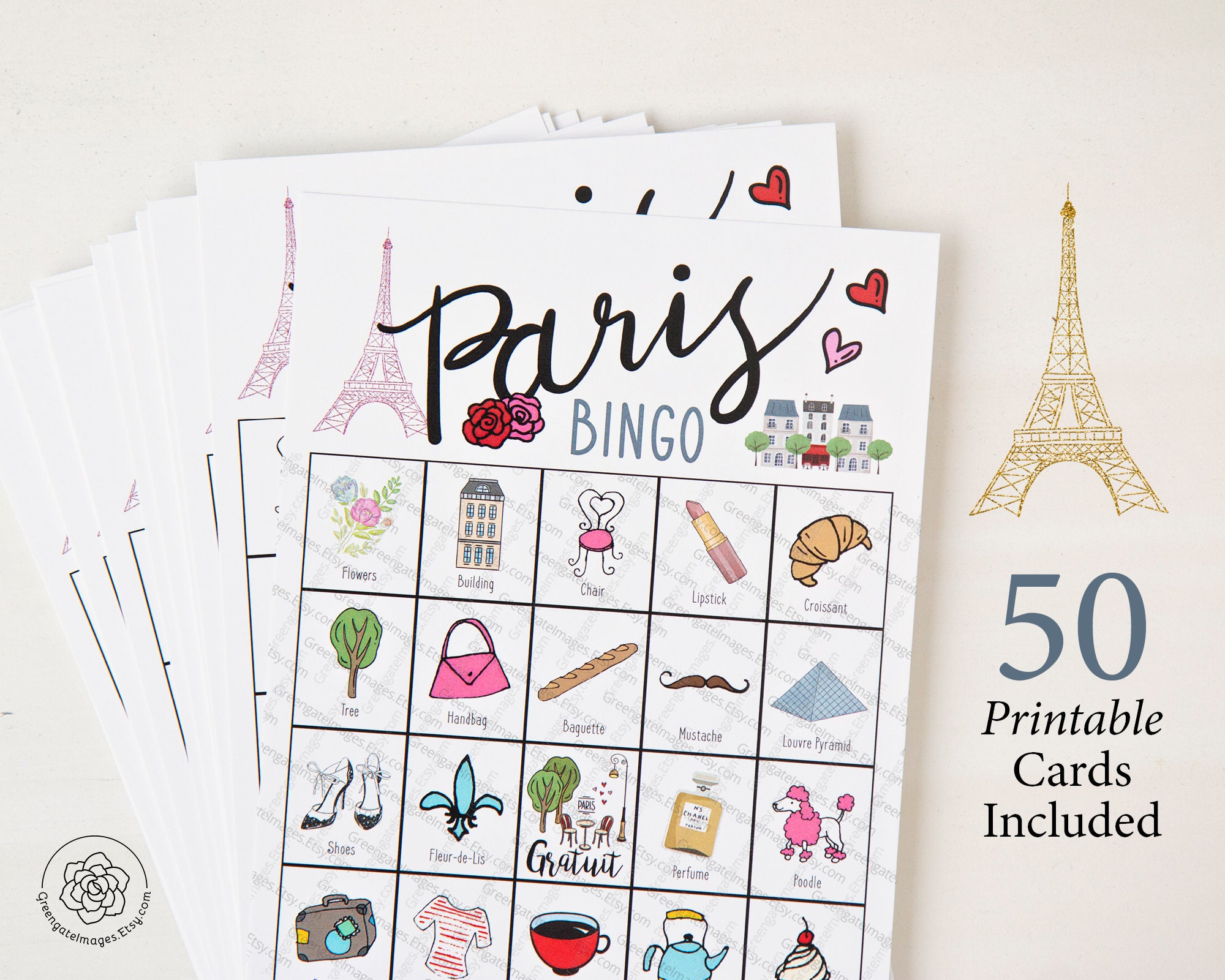 Paris Bingo Cards: Printable Bingo Cards 50 Cards Senior | Etsy