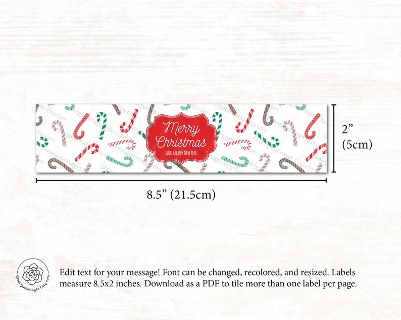 Christmas Water Bottle Label - Printable, Corjl Editable, Beverage Wrap ...
