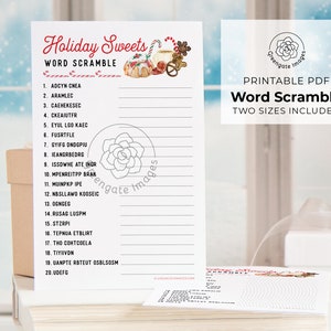 Holiday Sweets Word Scramble - PRINTABLE Downloadable Activity. Word ...