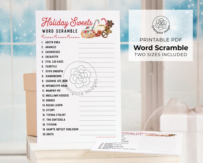 Holiday Sweets Word Scramble - PRINTABLE Downloadable Activity. Word ...