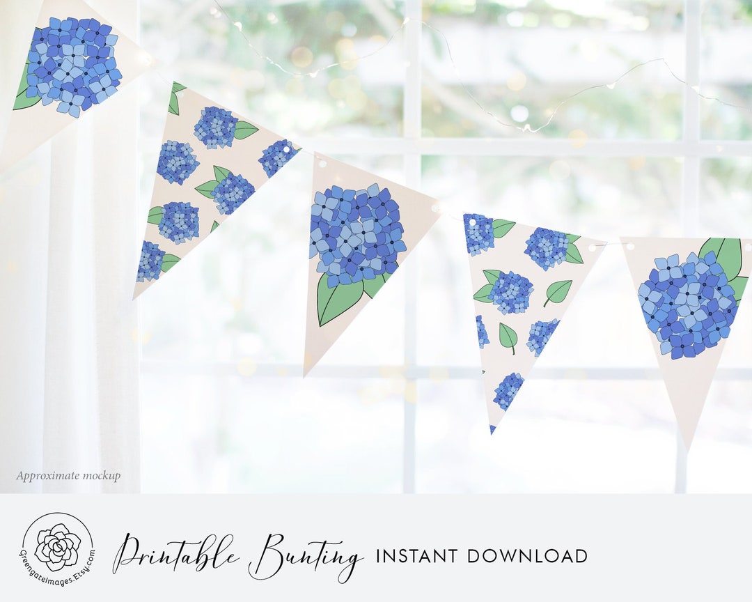 Hydrangea Bunting - PRINTABLE Banner Flags Instant Digital Download ...