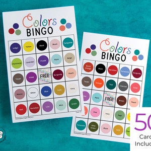 Colors Bingo Cards: Printable Bingo, 50 Cards, Senior Citizen ...