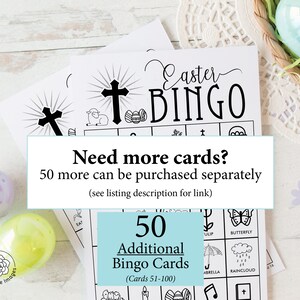 Easter Bingo Cards: 50 Printable Bingo Cards, Christian Easter, Church ...
