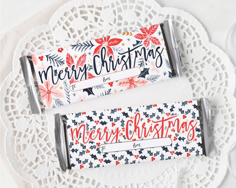 Christmas Candy Bar Wrappers PRINTABLE Hershey Bar Wrapper - Etsy