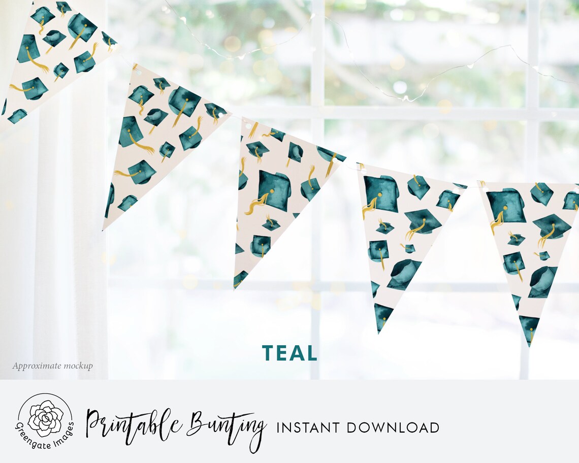 Teal Graduation Bunting PRINTABLE Graduation Cap Design - Etsy