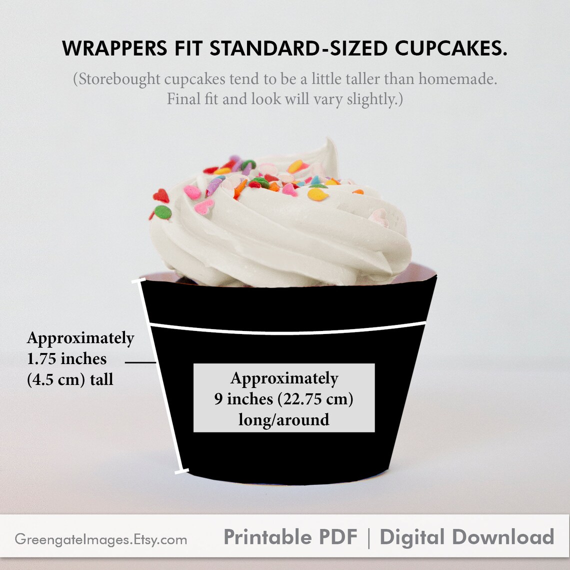 Solid Black Cupcake Wrapper printable instant download | Etsy