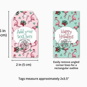 Christmas Flamingo Gift Tags Corjl Editable, Favor Tags, Printable Hang ...