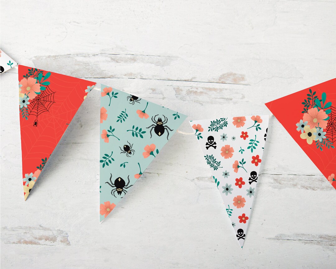 Floral Halloween Bunting PRINTABLE Banner PDF Instant Digital Download ...