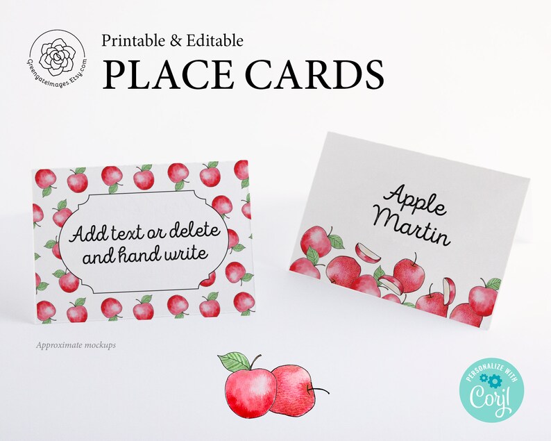 Apple Place Cards Edit in Corjl Printable Food Signs - Etsy