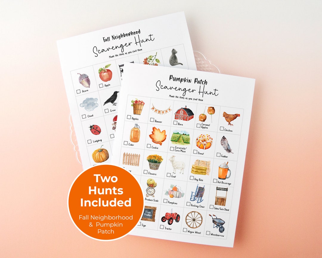 Two Fall Scavenger Hunts - PRINTABLE Elementary Kids Games Pdfs ...