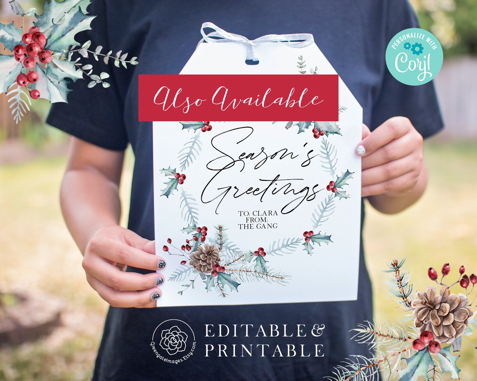 Giant XL Christmas Gift Tag - PRINTABLE Editable Corjl, Extra Large Tag ...