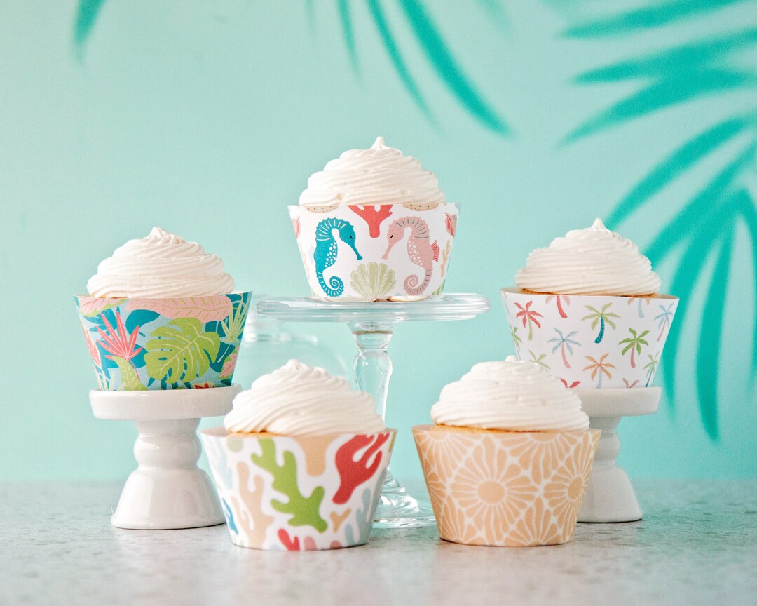 Tropical Cupcake Wrapper Set PRINTABLE Cupcake Wraps Pdf, Marine Ocean ...