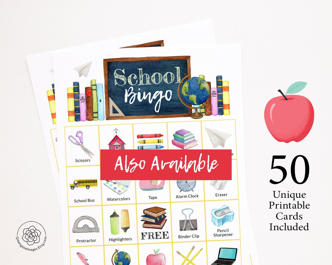 FILLABLE School Bingo Template: 50 Cards Printable Bingo Pdf - Etsy