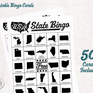 US State Bingo Set Printable Bingo Game 50 Cards Senior - Etsy