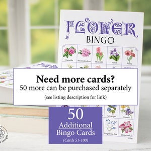 Flower Bingo Cards: Printable Bingo, 50 Cards, Senior Citizen ...