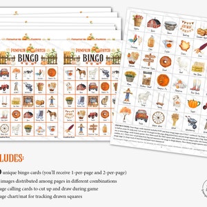 Pumpkin Patch Bingo Cards: PRINTABLE Bingo With Labeled Pictures. 50 ...