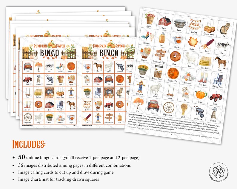 Pumpkin Patch Bingo Cards: PRINTABLE Bingo With Labeled - Etsy