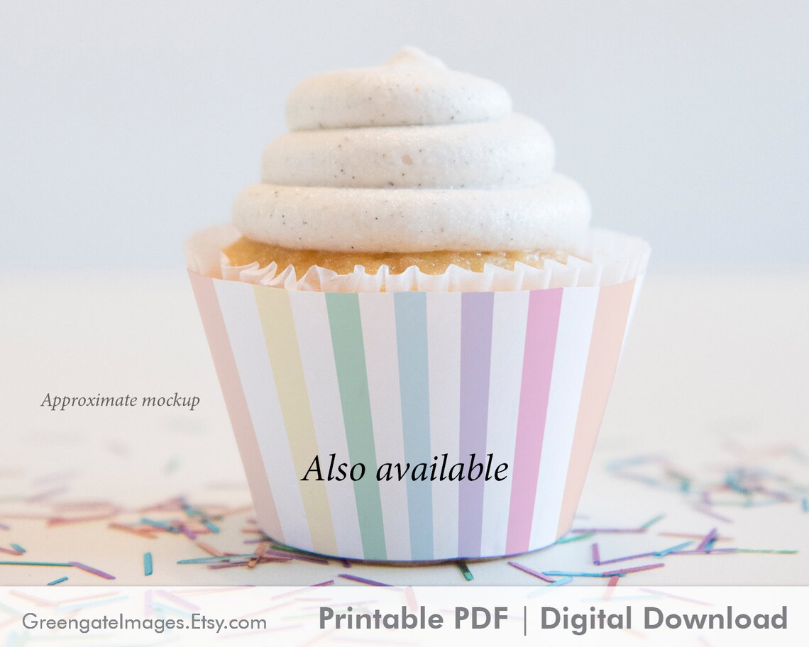 Rainbow Cupcake Wrapper Printable Cupcake Wrap St. | Etsy