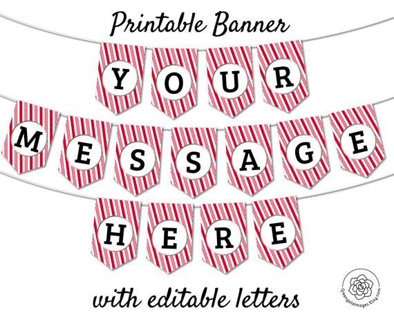 Candy Cane Message Banner Letter Bunting Edit Corjl | Etsy