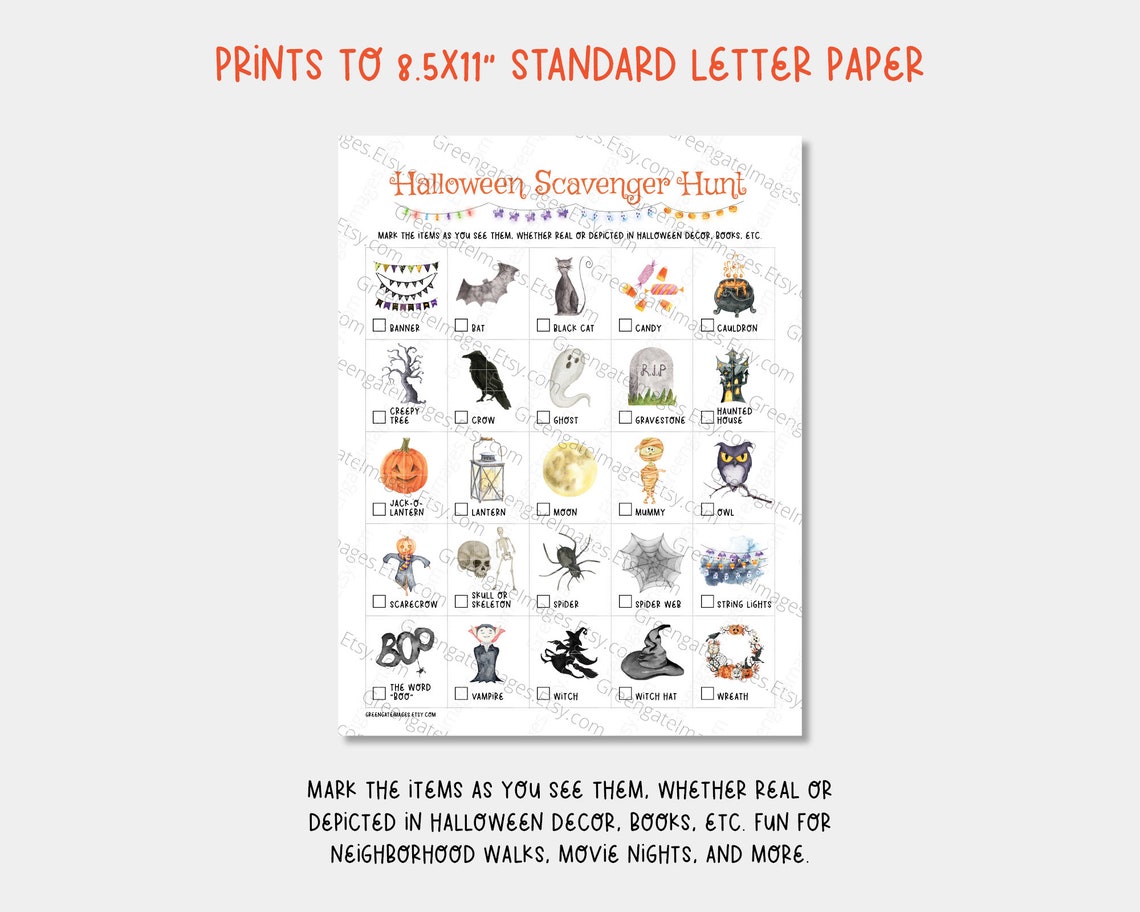 Halloween Scavenger Hunt Printable Elementary Kids Games | Etsy