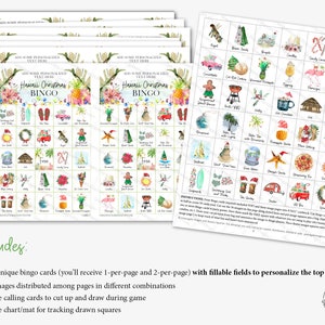 Tropical CHRISTMAS Bingo: 50 Printable Bingo Cards With Hawaii Island ...