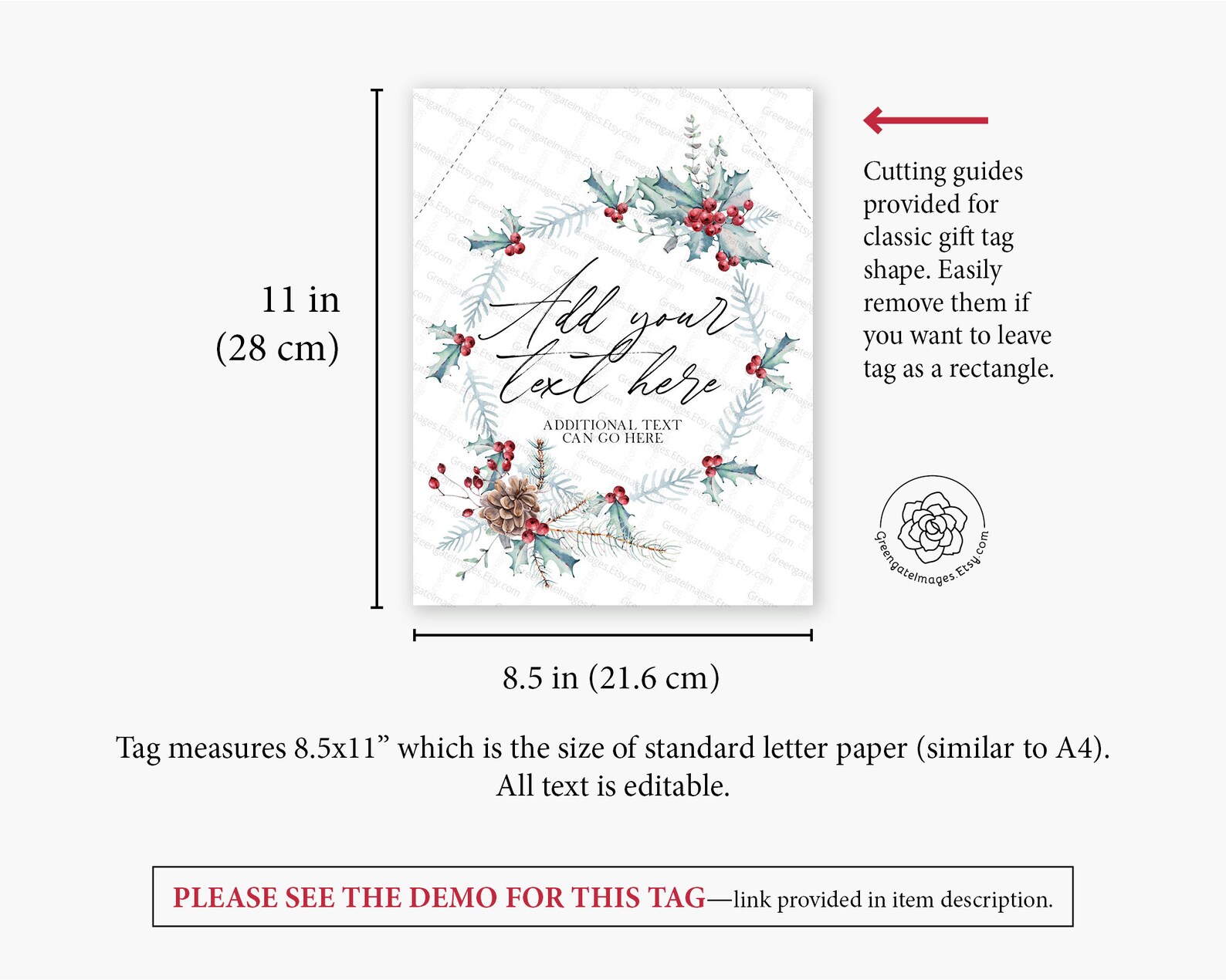 Giant XL Christmas Gift Tag - PRINTABLE Editable Corjl, Extra Large Tag ...