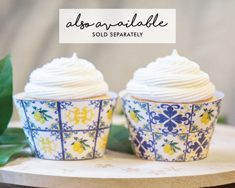 Lemons and Yellow Tile Cupcake Wrapper - PRINTABLE Instant Download PDF ...