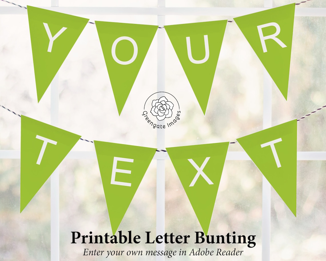 Lime Green Letter Banner - PRINTABLE, Editable Banner PDF. Instant ...