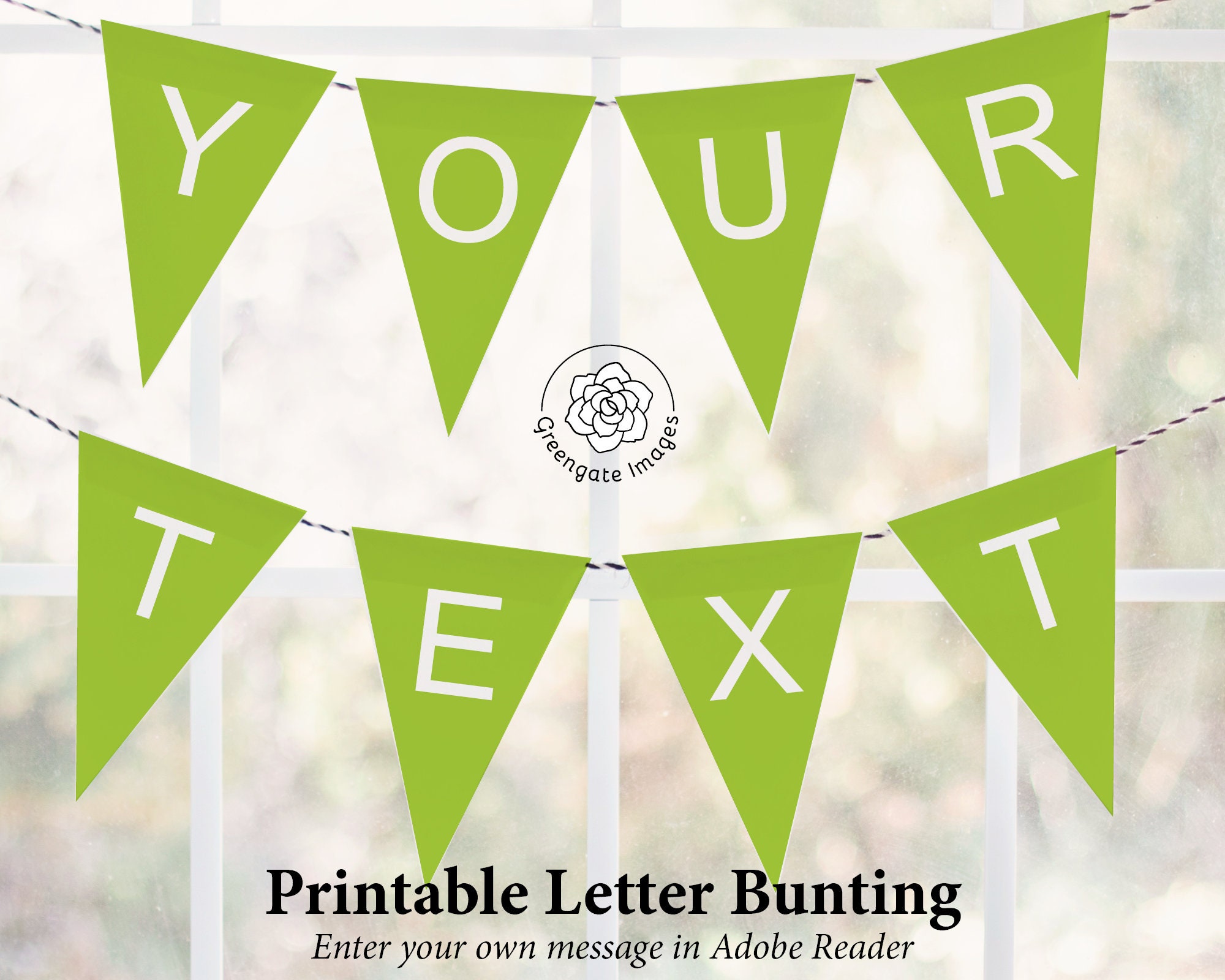 Lime Green Letter Banner - PRINTABLE, Editable Banner PDF. Instant ...