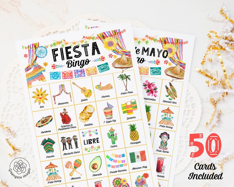 Fiesta/cinco De Mayo Bingo Cards: Printable Bingo 50 Cards - Etsy