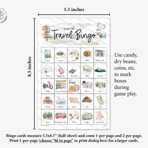Travel Bingo: PRINTABLE 50 Cards, Bingo Pdf Party Ideas, Senior Citizen ...