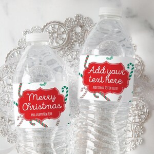 Christmas Water Bottle Label - Printable, Corjl Editable, Beverage Wrap ...
