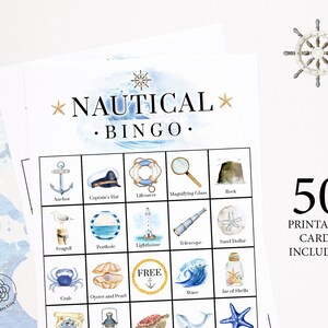 Nautical Bingo: PRINTABLE 50 Cards, Bingo Pdf Game, Party Game Ideas ...