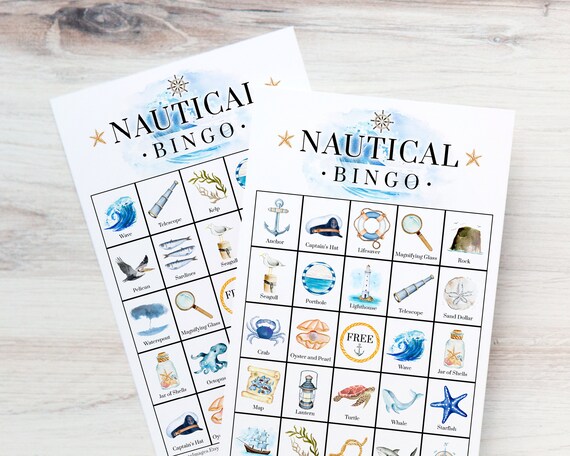 Nautical Bingo: PRINTABLE 50 Cards Bingo Pdf Game Party Game | Etsy