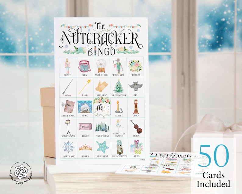 Nutcracker Bingo Cards - 50 PRINTABLE Unique Cards Depicting Elements ...