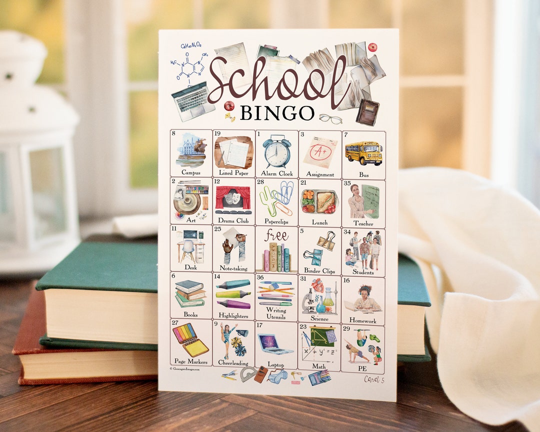 School Bingo (jr. High & HS) - 50 PRINTABLE Unique Cards. Instant ...