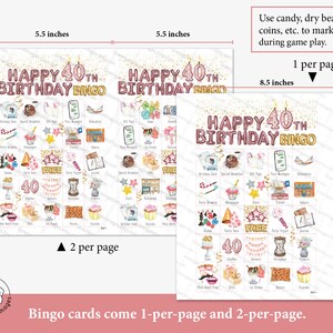 40th Birthday Bingo - 50 PRINTABLE Unique Cards. Instant Digital ...