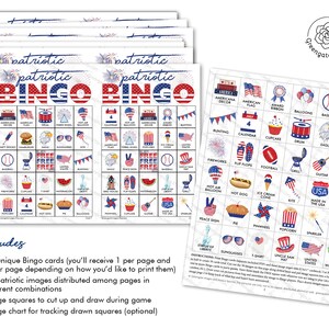 Patriotic Bingo Cards: Printable Bingo, 50 Cards, 4th of July Party ...