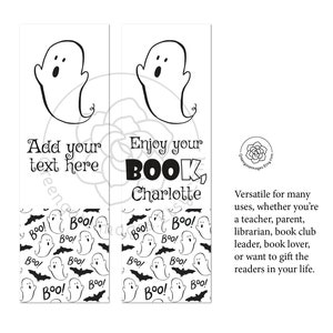 Halloween Ghost Bookmark - PRINTABLE Editable in Corjl, Book Club ...